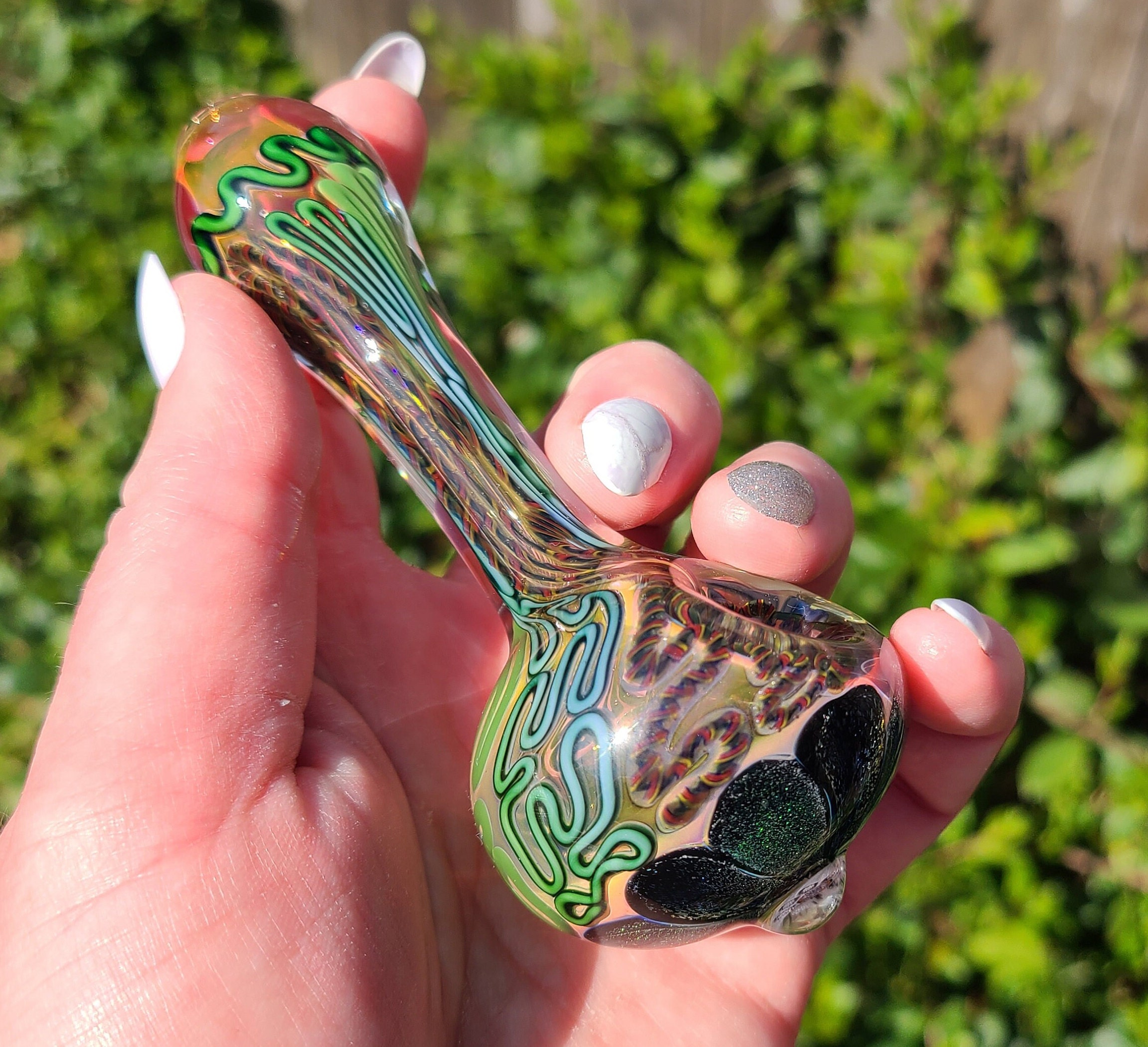 Inside Out Color Glass Spoon With Dichroic Flower - Etsy