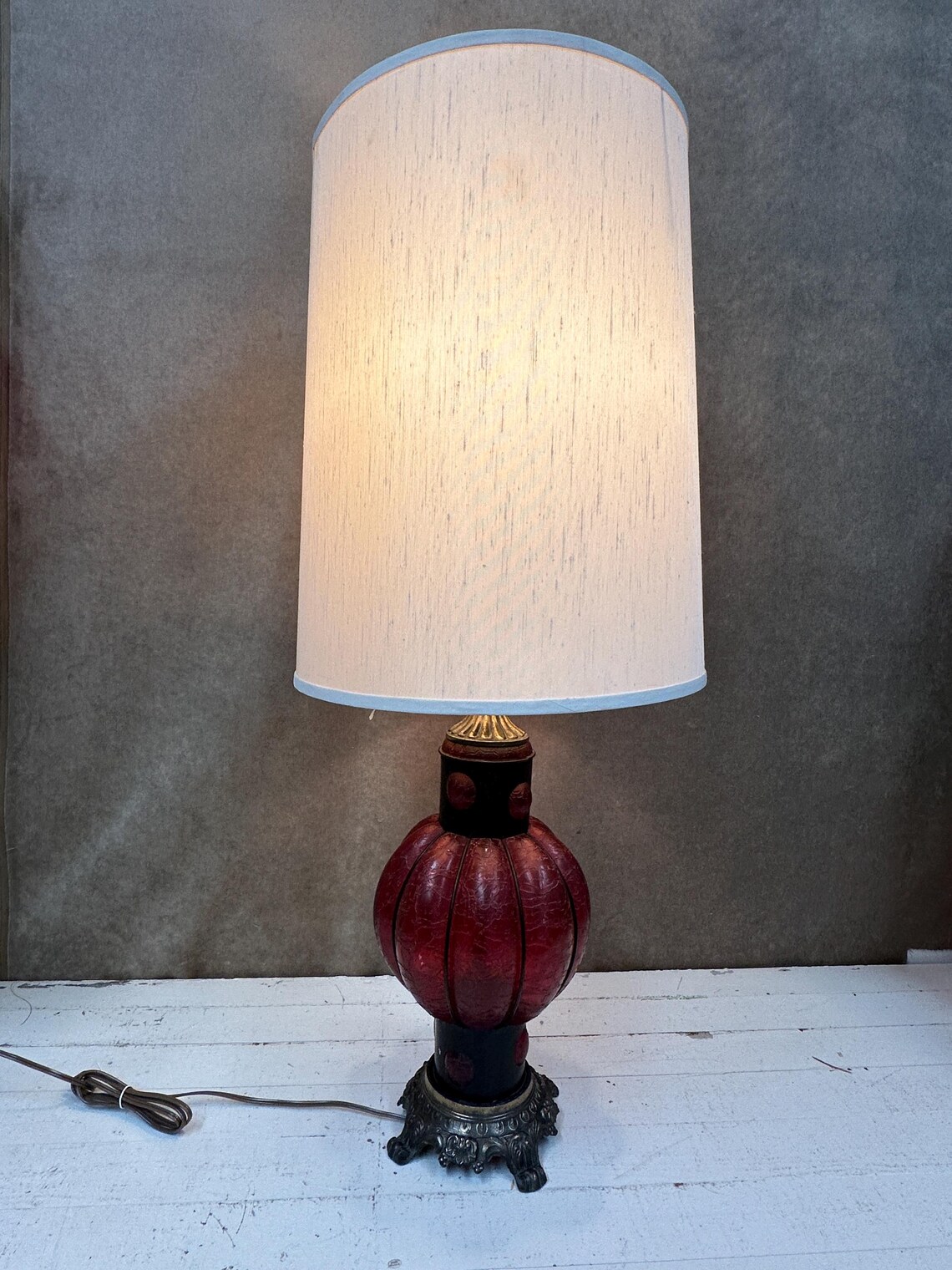 Hollywood Regency Red Glass Lamp With Nightlight - Etsy