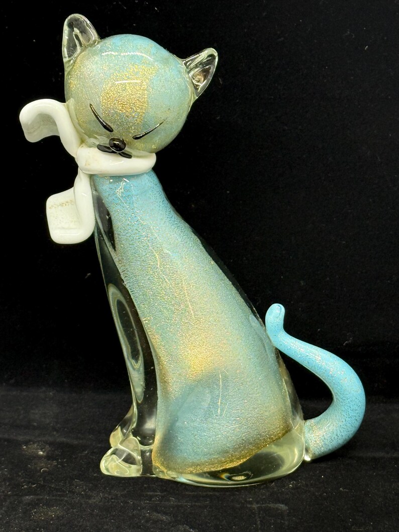 Alfredo Barbini Murano Glass Cat - Etsy