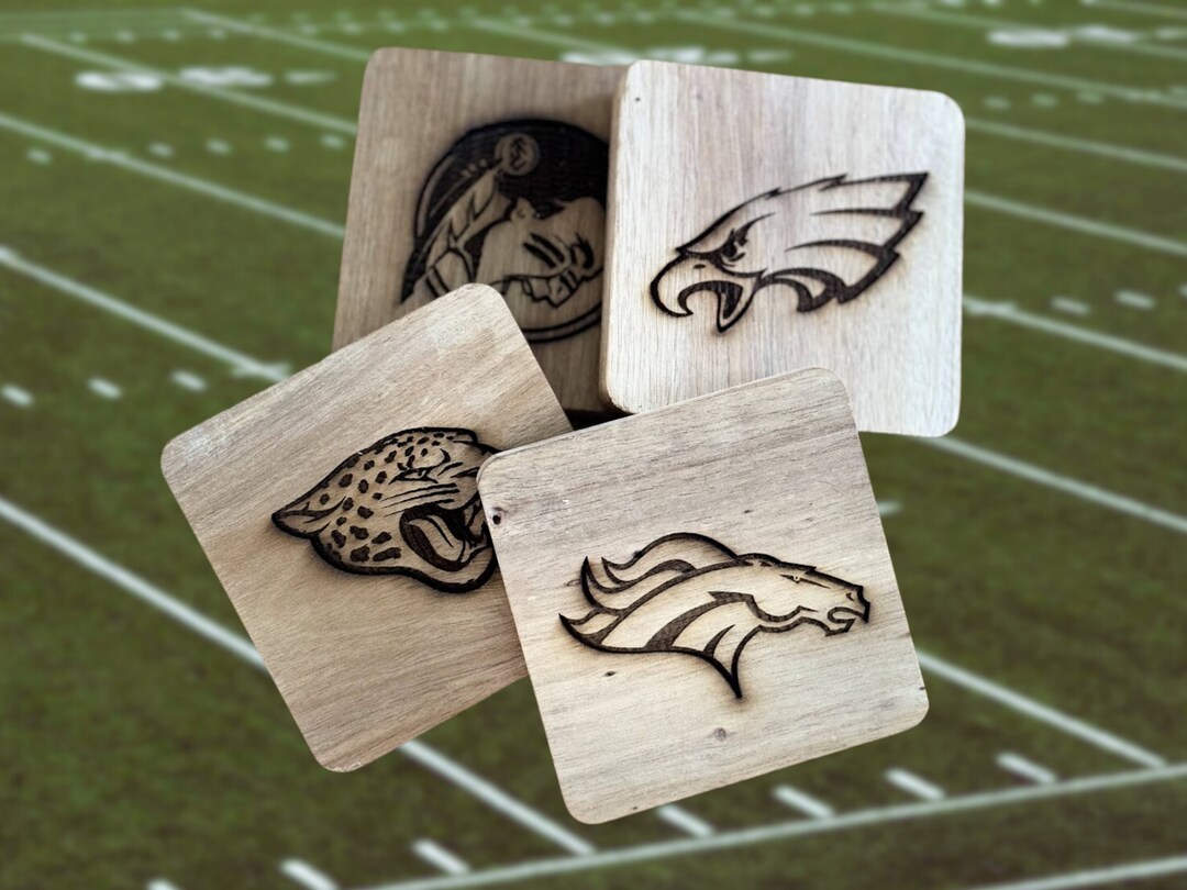 Football Team Coasters Laser Engraved set of 4 - Etsy