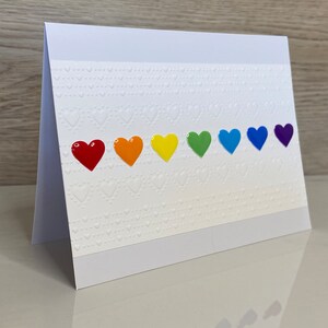 Rainbow Hearts Card, Handmade Card With Envelope, Any Occasion / Love ...