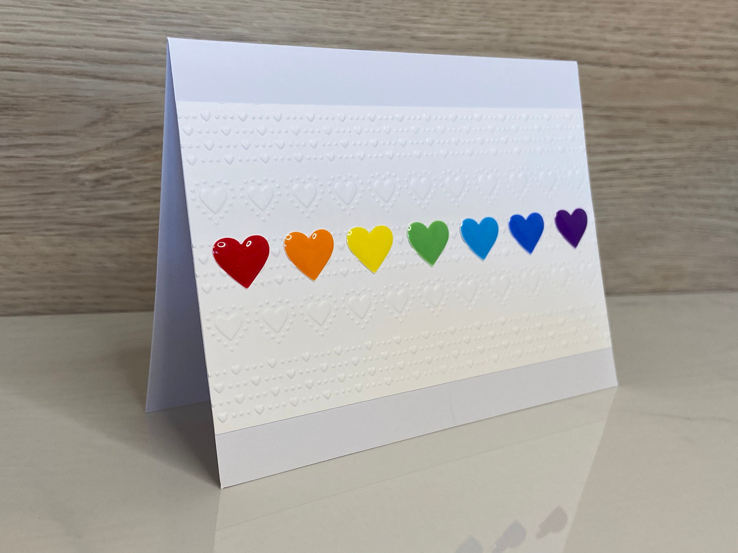 Rainbow Hearts Card, Handmade Card With Envelope, Any Occasion / Love ...