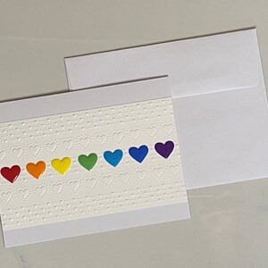 Rainbow Hearts Card, Handmade Card With Envelope, Any Occasion / Love ...
