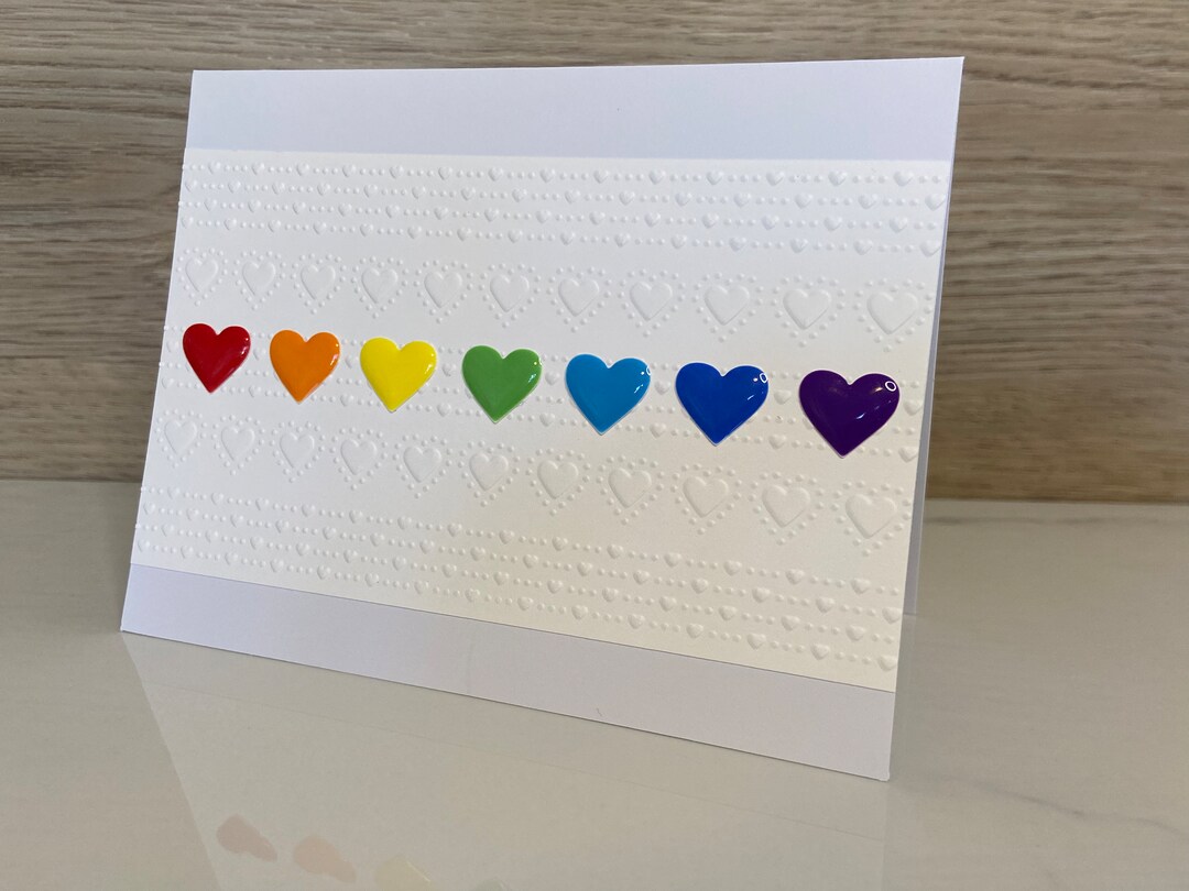 Rainbow Hearts Card, Handmade Card With Envelope, Any Occasion / Love ...