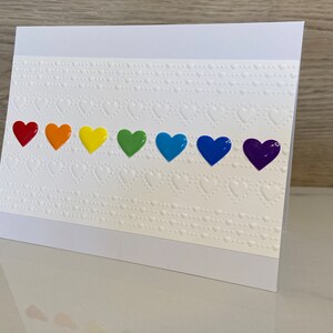 Rainbow Hearts Card, Handmade Card With Envelope, Any Occasion / Love ...