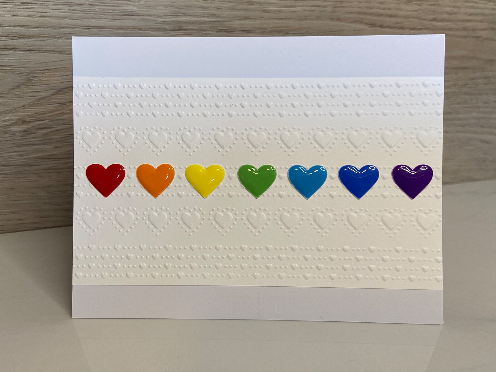 Rainbow Hearts Card, Handmade Card With Envelope, Any Occasion / Love ...