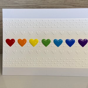 Rainbow Hearts Card, Handmade Card With Envelope, Any Occasion / Love ...