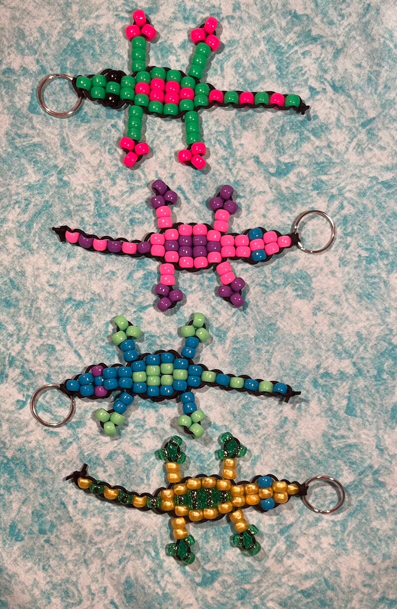 Lizard Pony Bead Keychain - Etsy