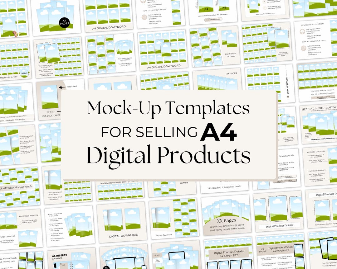 A4 Mockup Canva Editable Template Bundle Digital Product Etsy Listing ...