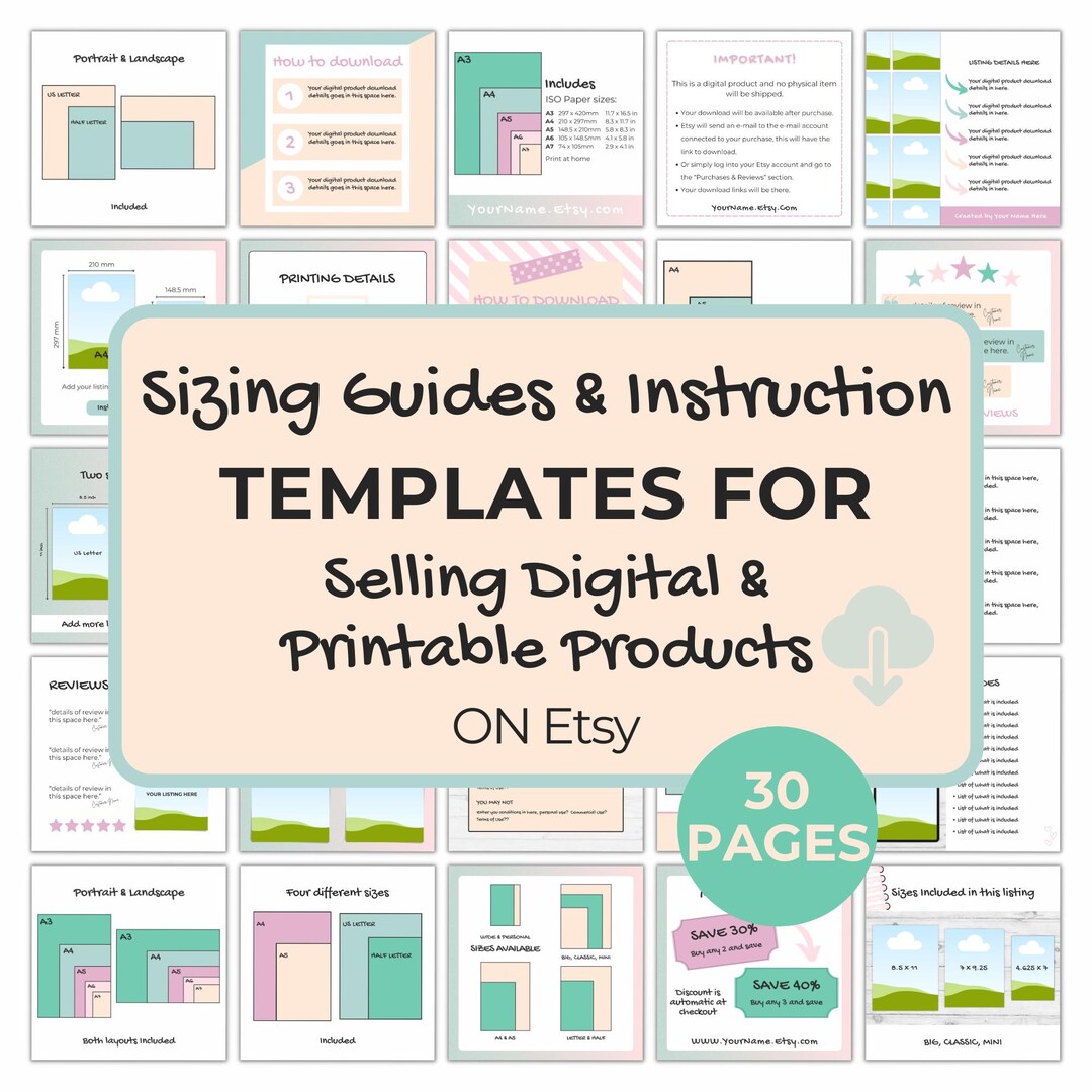 Sizing Guide Mockup, Paper Sizing Photo, Digital Download Detail ...