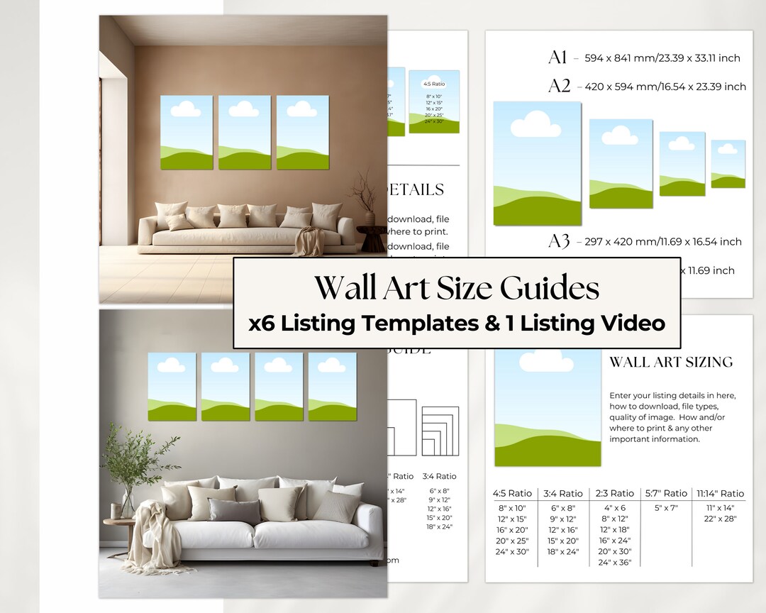 Wall Art Size Guide Mockup Canva, All Ratio Mockup, Video Mockup ...