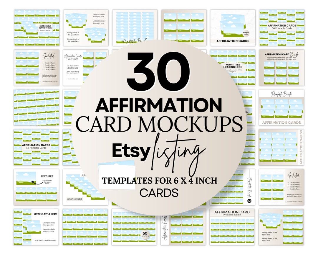 Landscape Affirmation Card Mockup, 6x4 Inch Printable, Digital Listing ...
