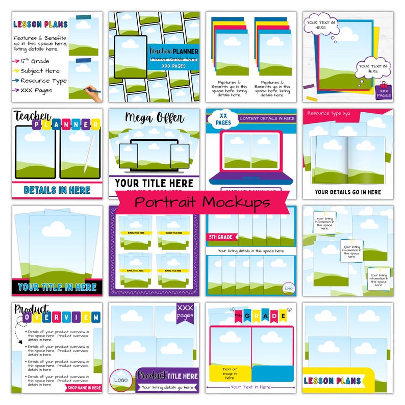 Teachers Pay Teachers, Digital Seller Mockup Bundle, Editable Canva ...