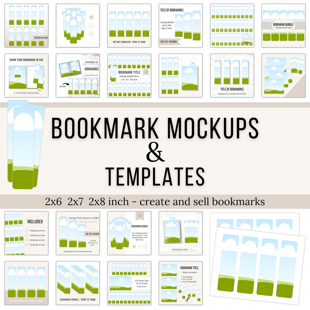 DIY Bookmark Templates, Printable Bookmark Mock Ups, Editable Canva ...