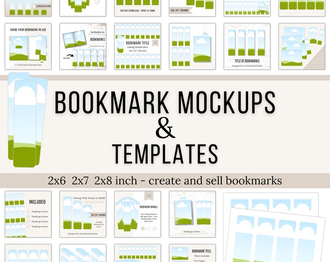 DIY Bookmark Templates, Printable Bookmark Mock Ups, Editable Canva ...