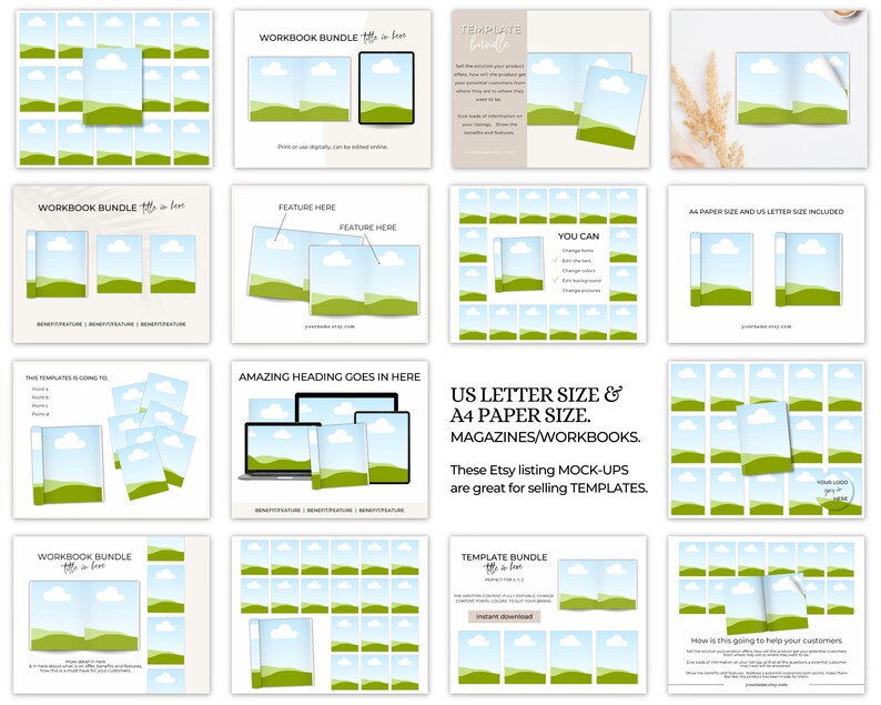 Printables Mockup Bundle Digital Product Listing Templates - Etsy