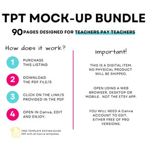 Teachers Pay Teachers, Digital Seller Mockup Bundle, Editable Canva ...