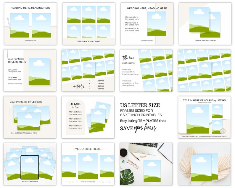 Printables Mockup Bundle Digital Product Listing Templates - Etsy