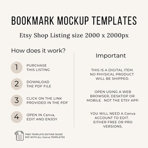 DIY Bookmark Templates, Printable Bookmark Mock Ups, Editable Canva ...