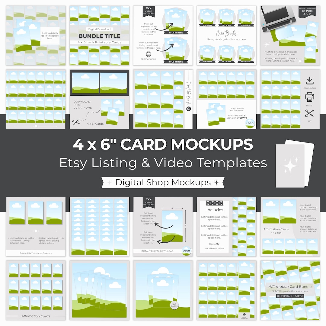 4x6 Affirmation Card Mockups, Etsy Listing Image and Video Templates ...