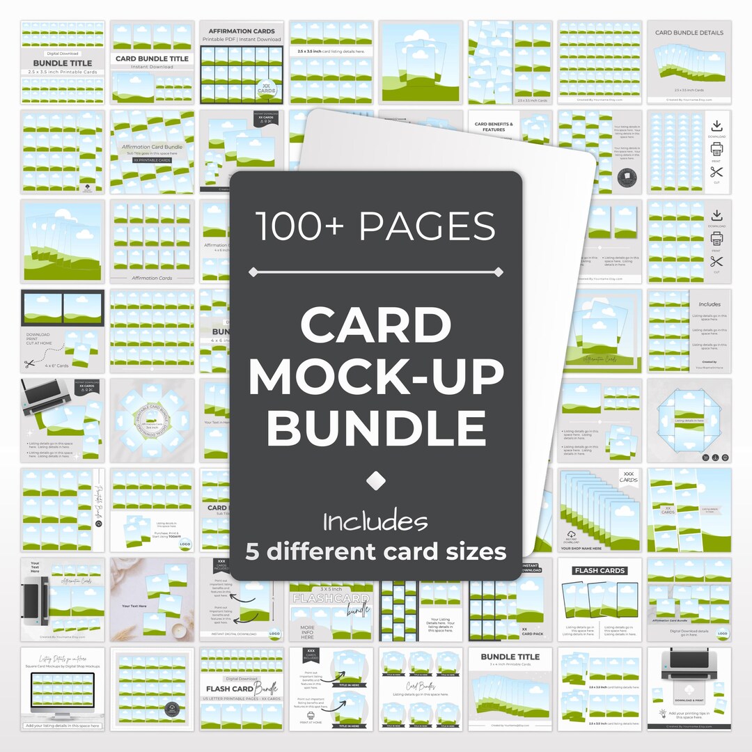 Card Mockup Bundle, Etsy Listing Image Template, Canva Animated Video ...