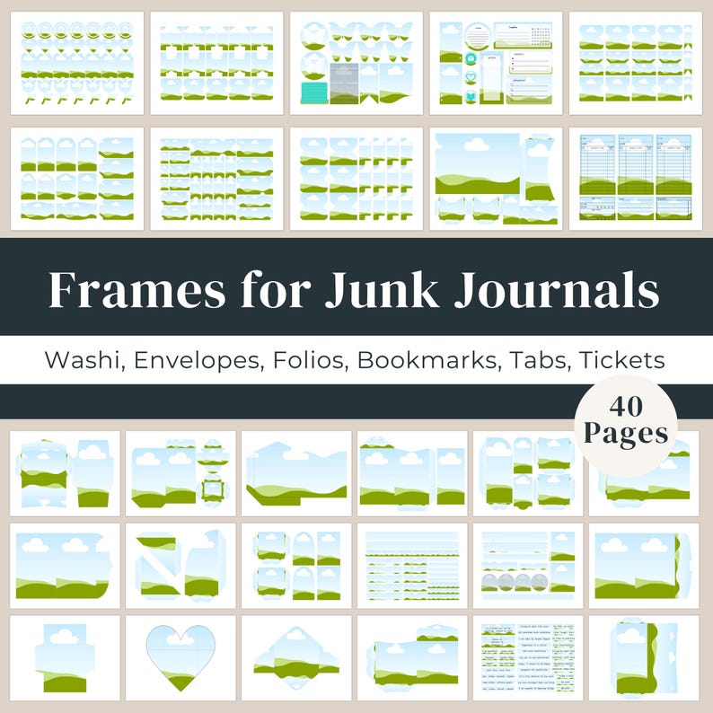 Junk Journal Canva Template, Drag and Drop Canva Frame Bundle, Junk ...