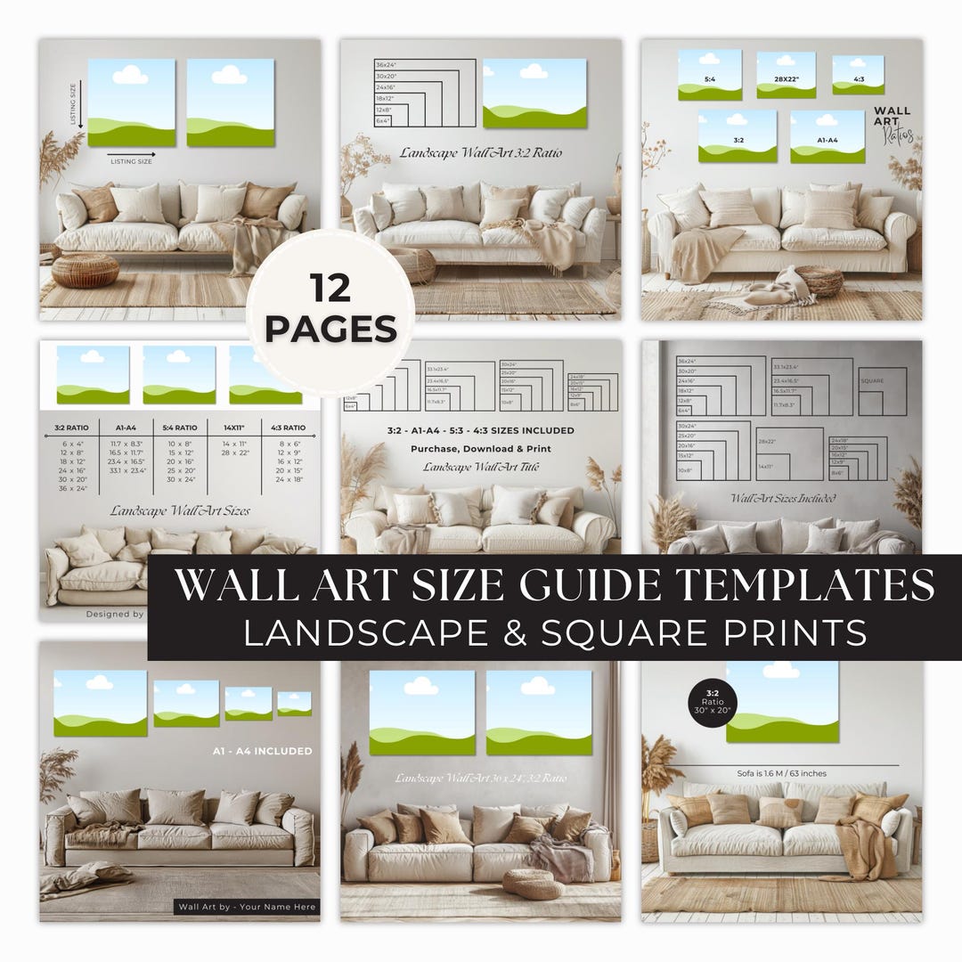 Landscape Wall Art Size Guide Template, Wall Art Square Size Chart ...