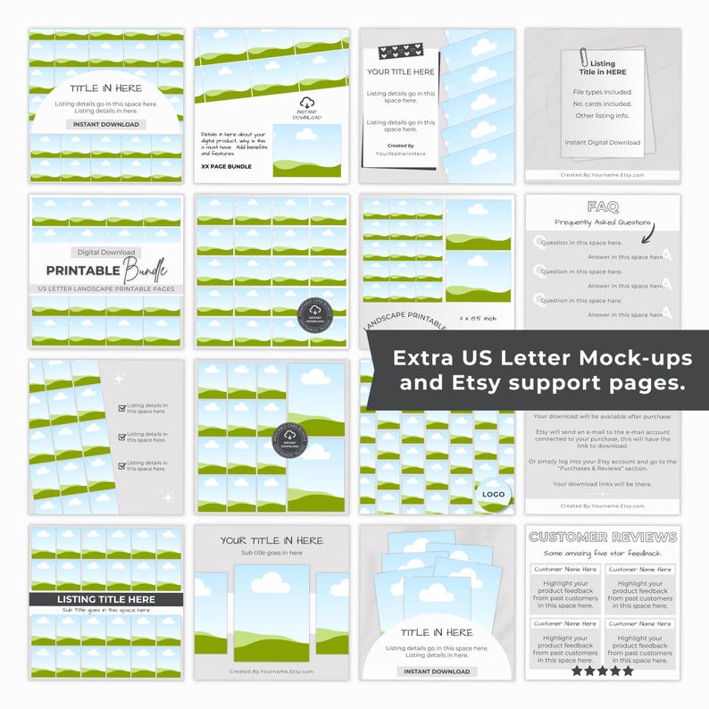 Card Mockup Bundle, Etsy Listing Image Template, Canva Animated Video ...