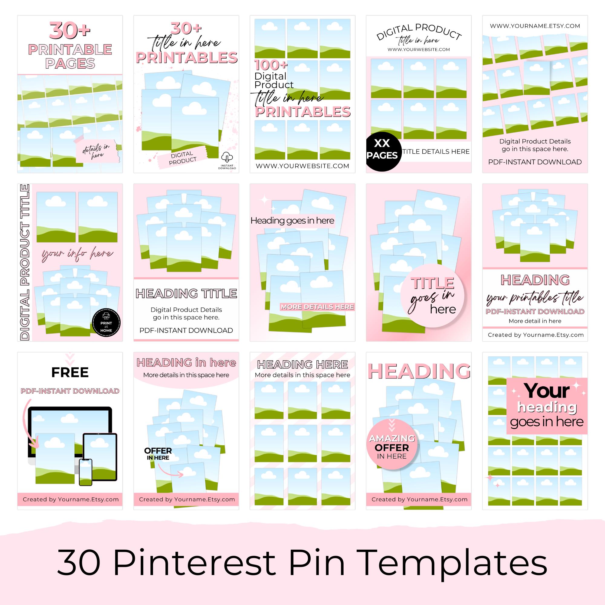 Digital Product Pinterest Pin Mockup Template, Canva Editable Drag and ...