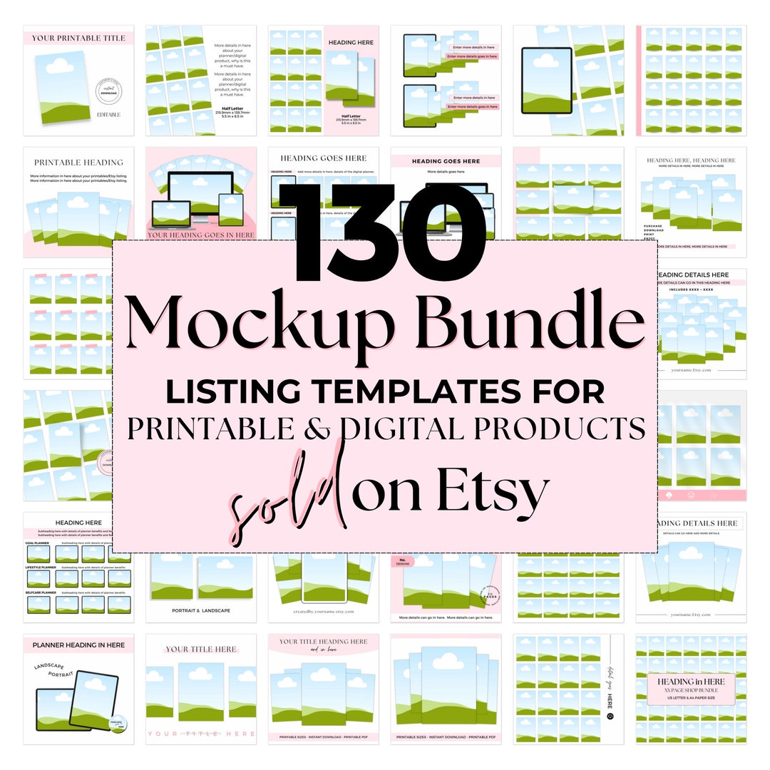 Digital Product Listing Template, Etsy Shop Listing Mockup, Printables ...