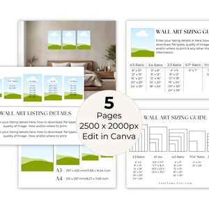 Bedroom Wall Art Sizing, Poster Size Chart Mockup, Digital Wall Art ...