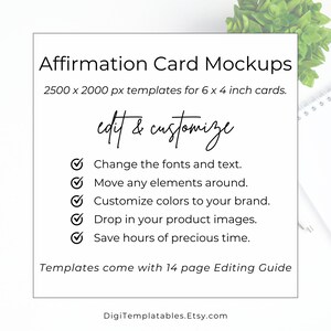 Landscape Affirmation Card Mockup, 6x4 Inch Printable, Digital Listing ...
