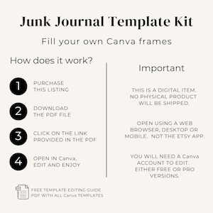 Junk Journal Canva Template, Drag and Drop Canva Frame Bundle, Junk ...