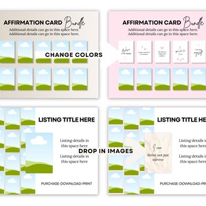 Affirmation Card Set Mockup, 4x6 Printable Card Pack, Editable ...