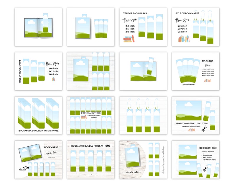 DIY Bookmark Templates Printable Bookmark Mock Ups Editable - Etsy