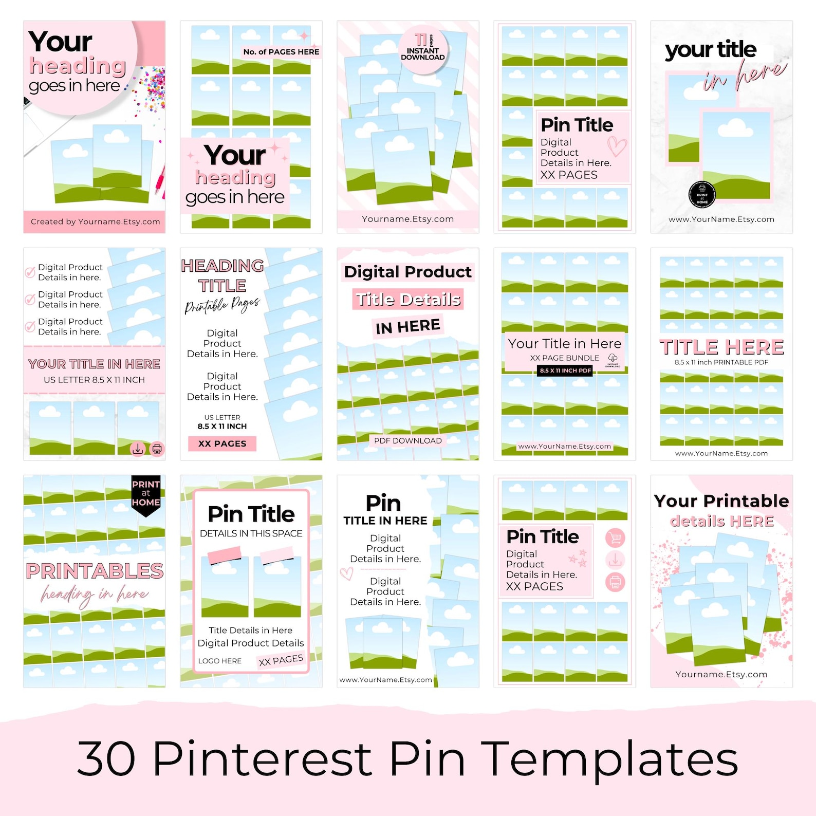 Digital Product Pinterest Pin Mockup Template, Canva Editable Drag and ...