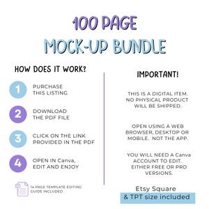 Mockup Digital Product Listing TPT Seller, Colorful Etsy Shop Template ...