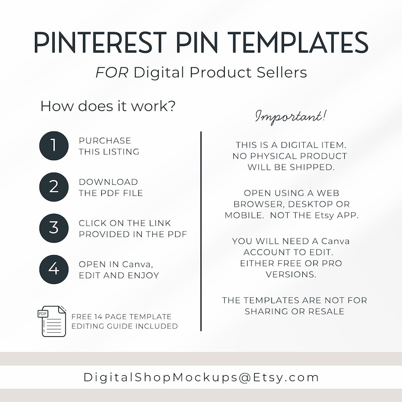 Digital Product Pinterest Pin Mockup Template, Canva Editable Drag and ...