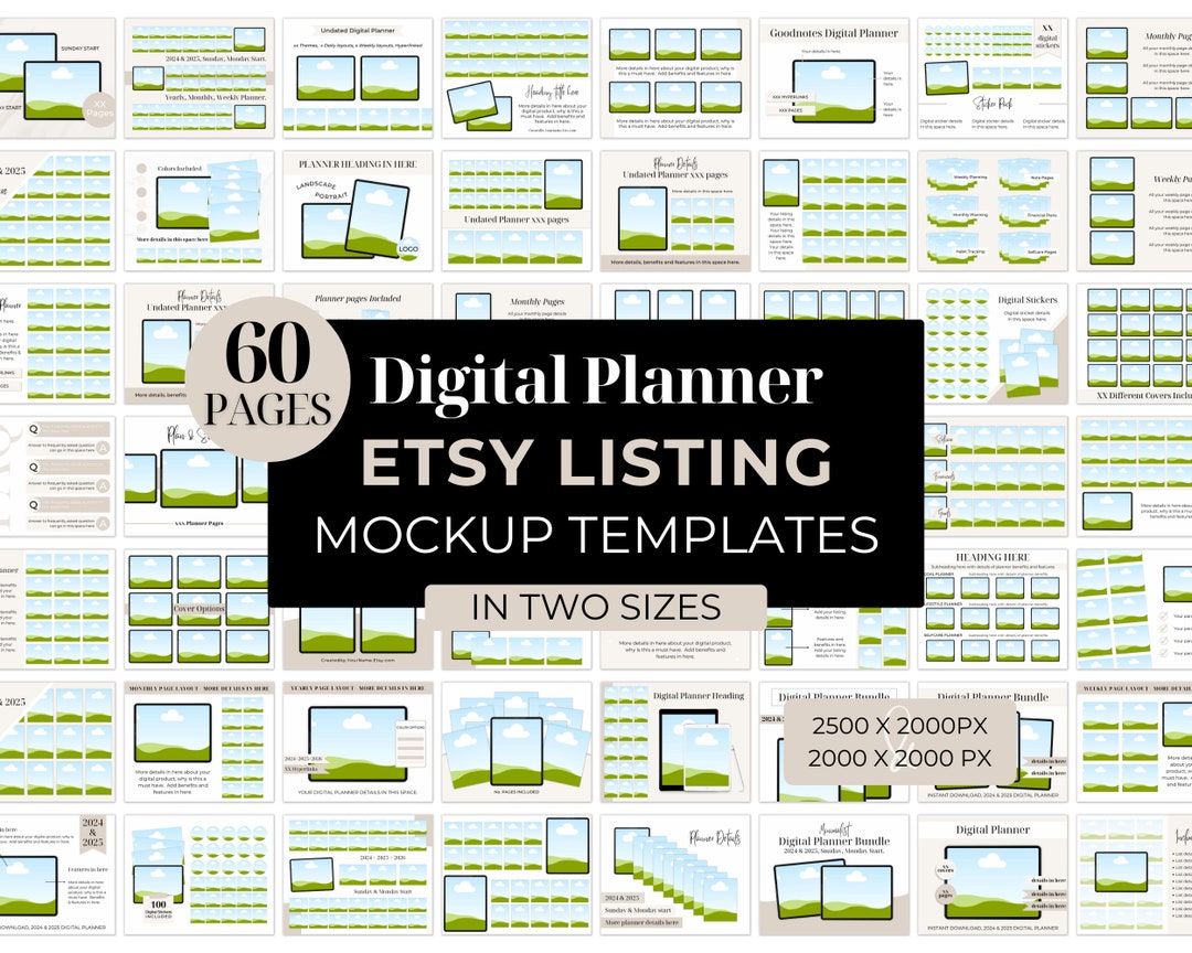 Digital Product Mockup Canva Bundle, Tablet Planner Mockup, Digital ...