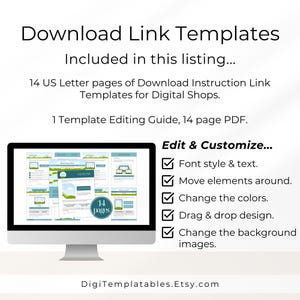 Digital Etsy Shop Download Link Template, Canva Drag & Drop Mockup ...