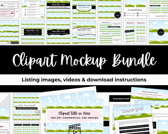 Clipart Mockup Bundle, PNG Mockup Canva, Digital Etsy Shop Listing ...