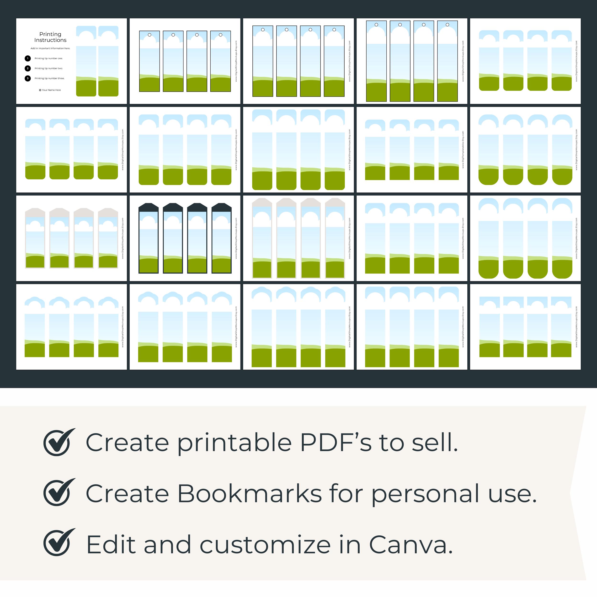 Printable Bookmark Template, Sell Printables on Etsy, DIY Bookmark ...