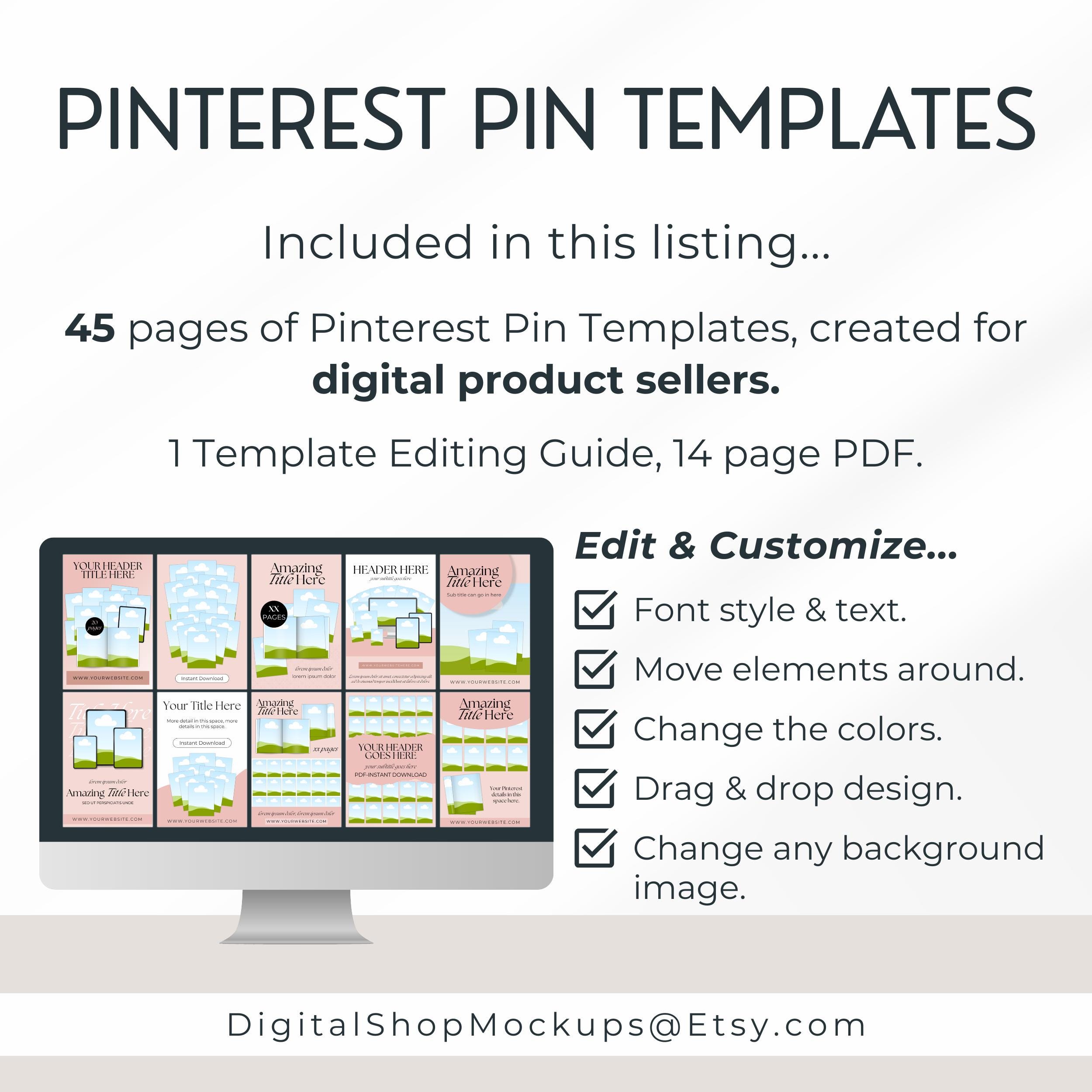 Digital Product Social Media Pinterest Template, Social Media ...