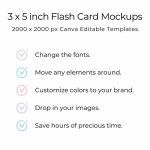Flashcard Mockup Template, 3x5 Inch Card Mock Up, Canva Etsy Listing ...
