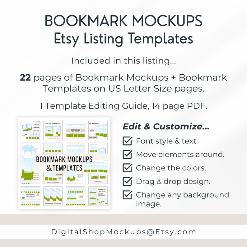 DIY Bookmark Templates, Printable Bookmark Mock Ups, Editable Canva ...