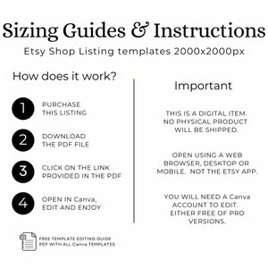 Printing Size Digital Downloads, Guide and Instructions Printable ...