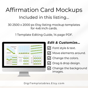 Affirmation Card Set Mockup, 4x6 Printable Card Pack, Editable ...
