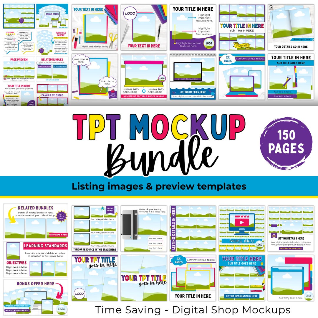 Teachers Pay Teachers, Digital Seller Mockup Bundle, Editable Canva ...