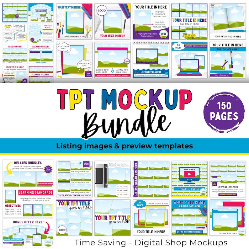 Teachers Pay Teachers, Digital Seller Mockup Bundle, Editable Canva ...