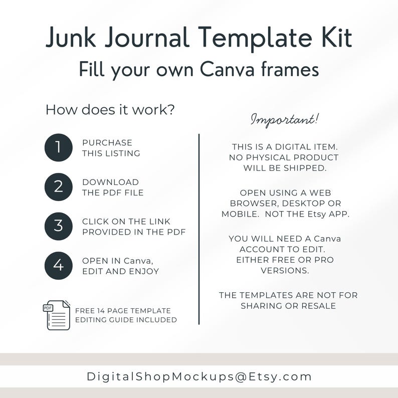 Junk Journal Canva Template, Drag and Drop Canva Frame Bundle, Junk ...